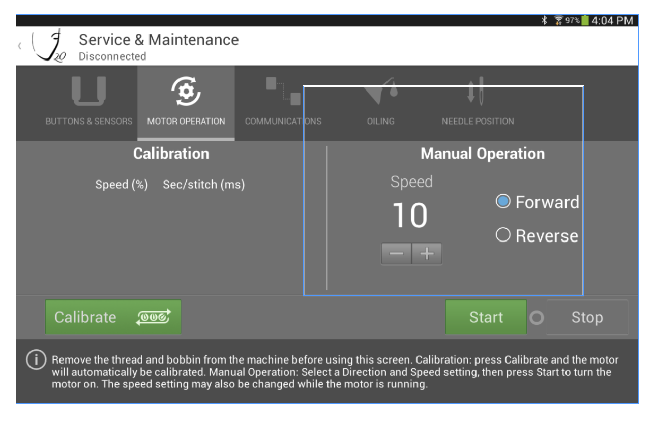 Service and Maintenance Screens